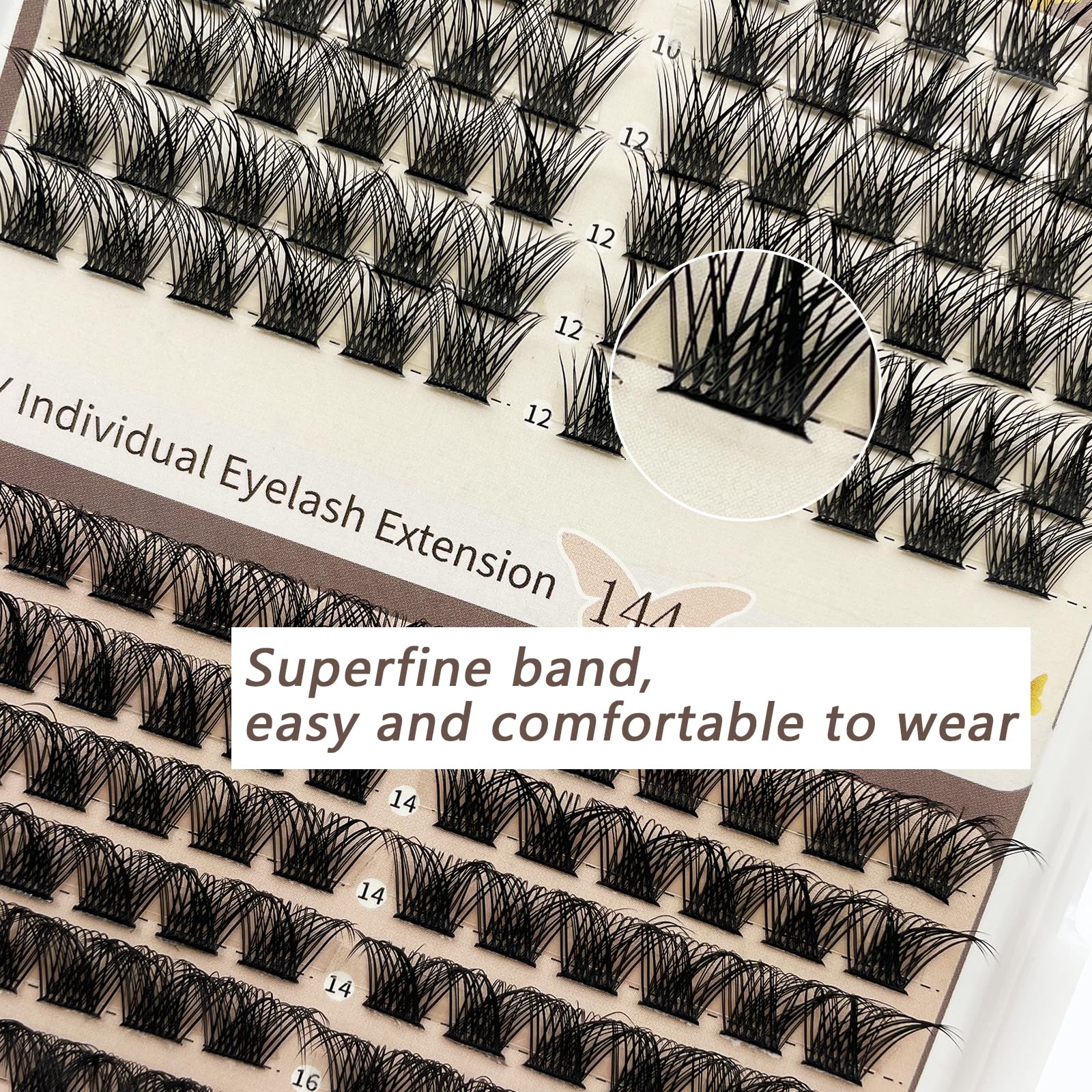 Lash Extension Kit 144 Pcs DIY Eyelash Extension Kit With Waterproof Lash Bond Glue And Seal And Lash Applicator DIY Wispy Lash Clusters C Curl 10-16mm Mix Volume Individual Lashes Extension Kit DIY at Home By FOINEMYED
