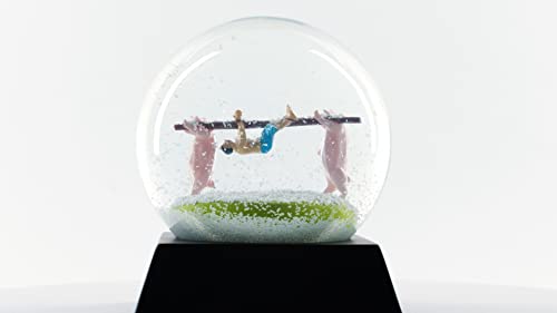 Pig Roast Snow Globe - Weird Gift Pig Snow Globe Gifts for Vegans - Handmade, Unusual Gift Snowglobe