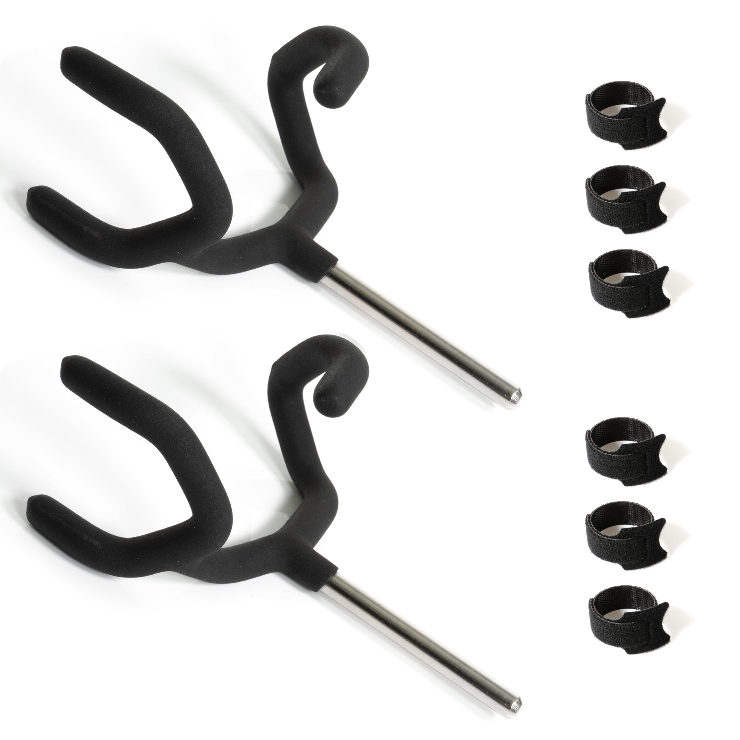 Microphone Boom Pole Holder 2 Pack - Metal Cradle Mount Support For Microphone and Audio Equipment - Fits Grip Head On Mic and C Stand - Includes 6 Nylon Cable Straps- MAINEFIELD PACIFIC (Black)