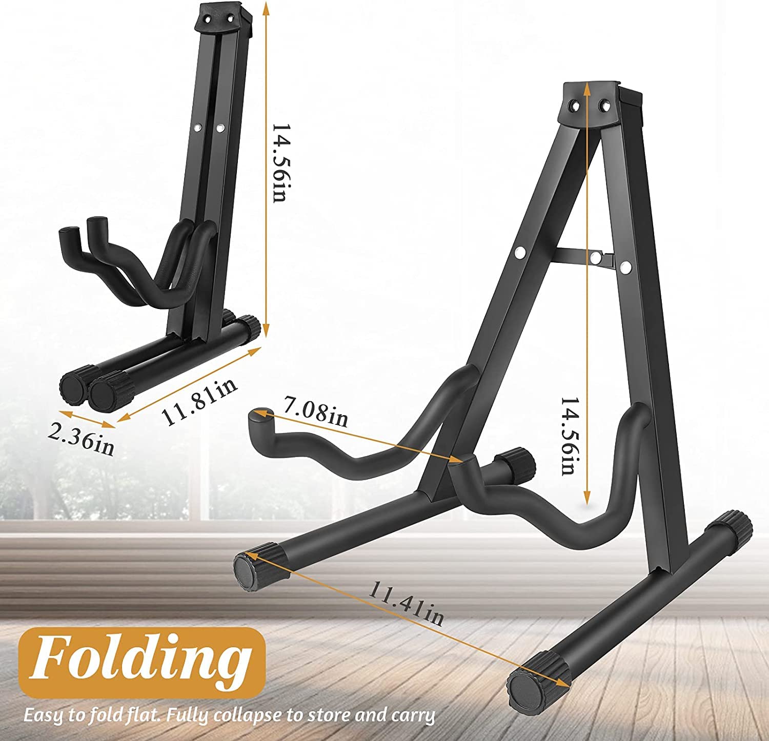 Mallez Cello Stand, Folding A-Frame Cello Support Holder with Non-Slip Rubber Soft Foam Arms for Violin 1/8-4/4 Cellos Guitar Electric Bass