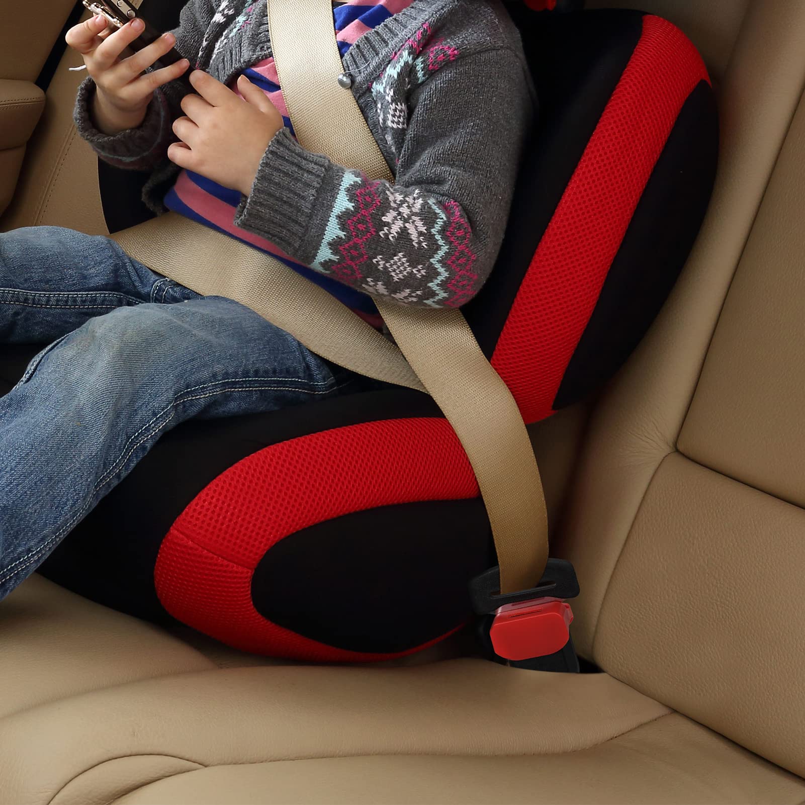 Rezlli Buckle Guard-Preventing Children Unbuckling Themselves While Driving (2 Seat Pack) (Red)