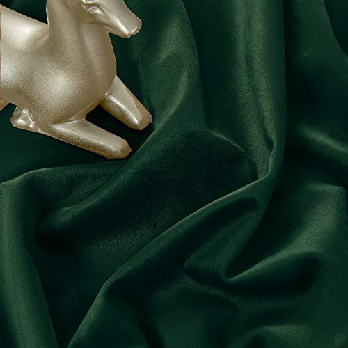 Timeper Green Blackout Velvet Curtains 96 inches Vintage Style Dark Green Velvet Drapes Light Blocking Thermal Insulated for Bedroom, Office, W52 x L96, 2 Panels, Back Tab Design