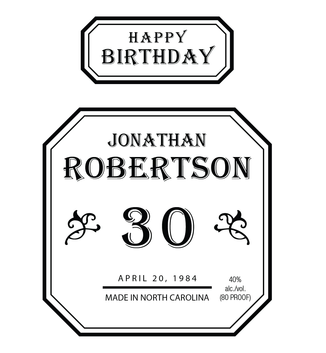Personalized Label to fit Patron Tequila Bottles (No Proof)