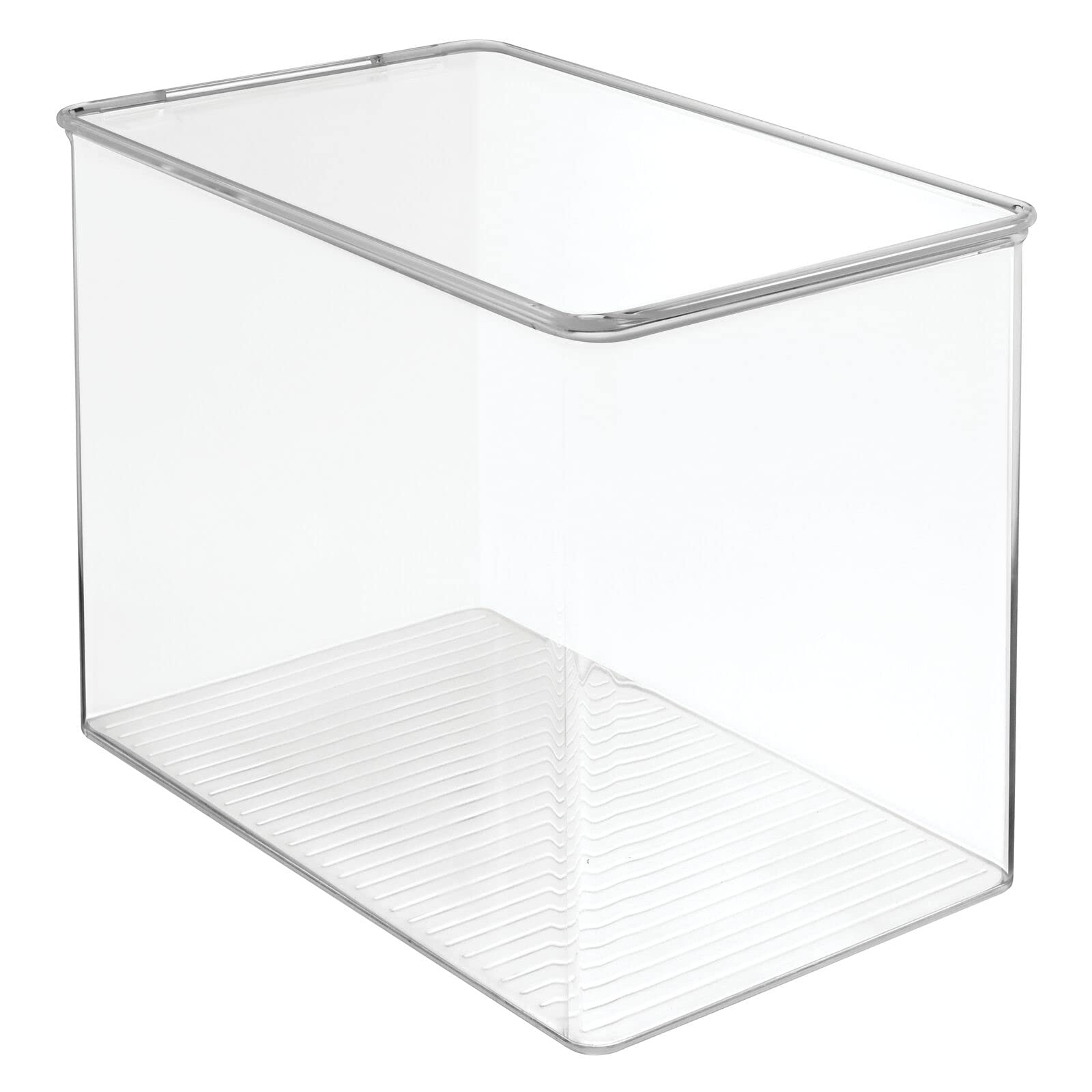 mDesign Stackable Plastic Closet Storage Container Shoebox with Hinge Lid - Individual Transparent Storage Organizer Containers for Shoes - Ligne Collection, Clear