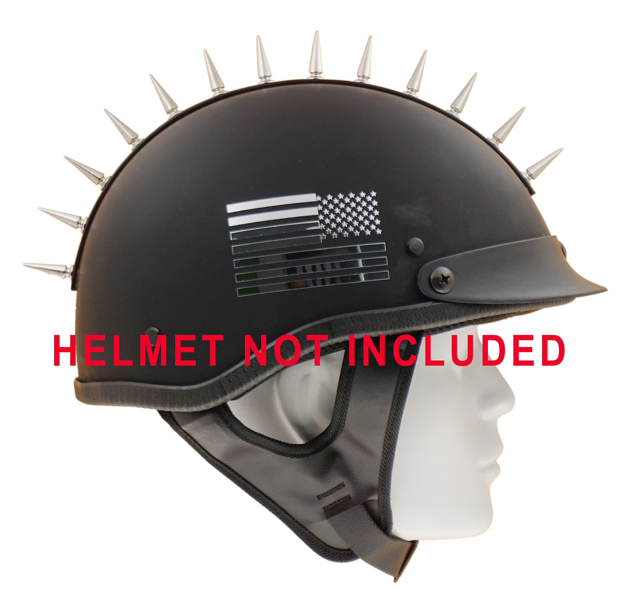 Hot Rides Reflecive Punk Rubber Mohawk Warhawk Wig Accessory Stick On Helmet for Ski Skate Bike Biker Bicycle Scooter Motorcycle Helmet (Saw - Black)
