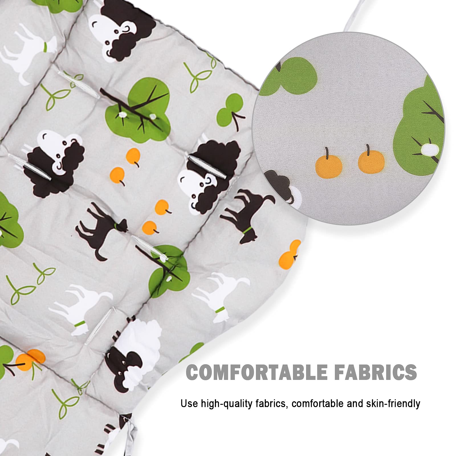 Lomgwumy High Chair Pad,high Chair Cover/seat Cushion, Light and Breathable, Soft and Comfortable, Cute Pattern, Suitable for Most High Chairs, Baby Dining Chairs (Grey Sheep Pattern)