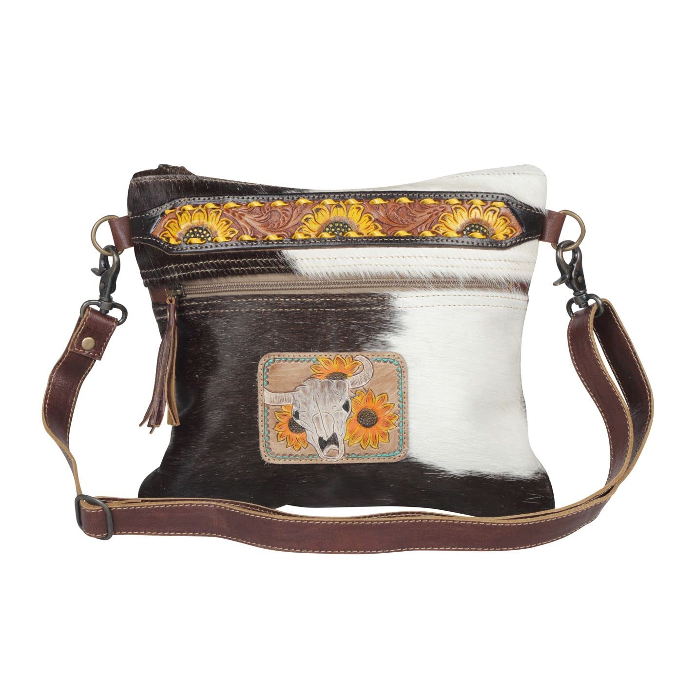 Myra Bag Choco-Cream Delight Hand-Tooled Bag S-4331
