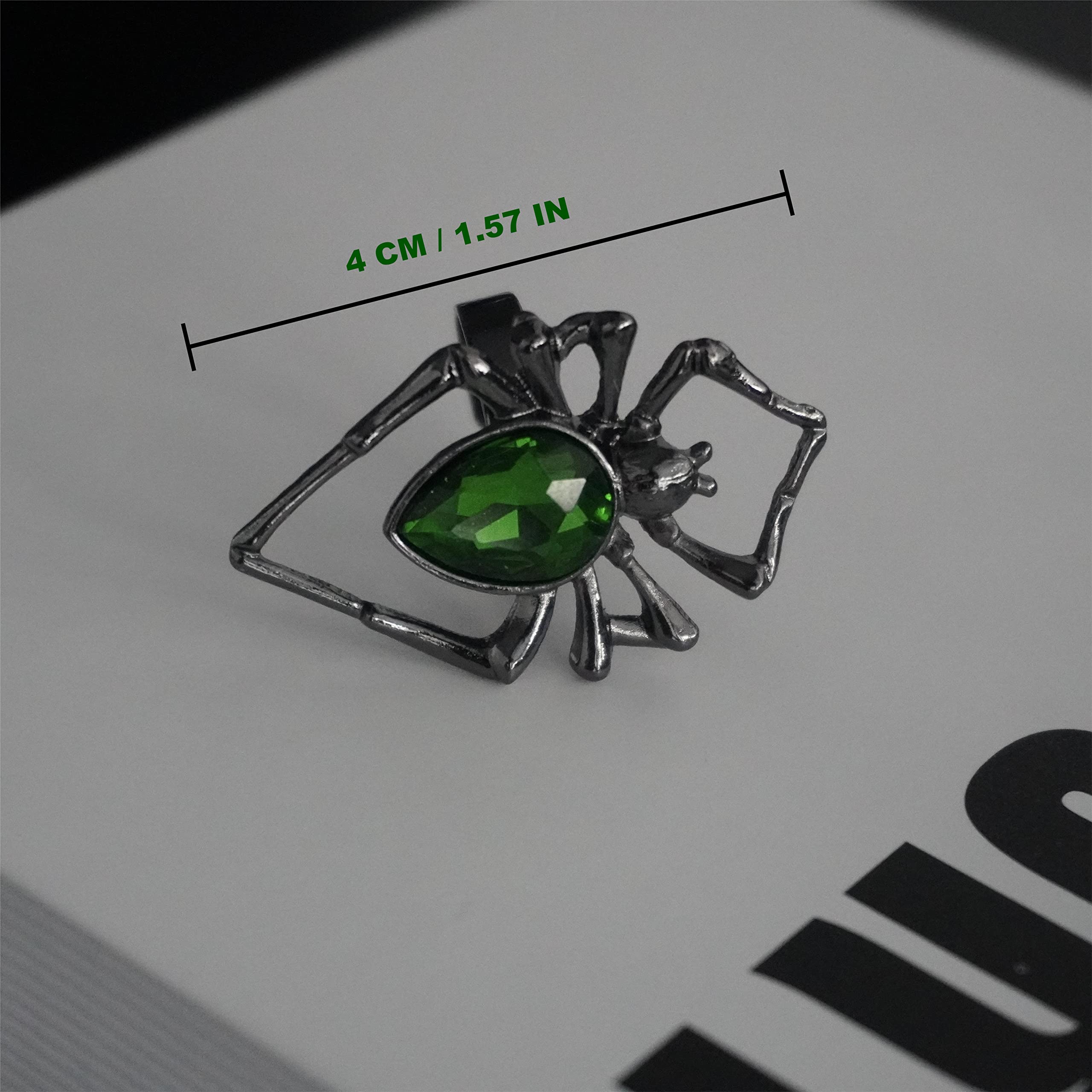 Luchike Spider Ring for Women and Men, Adjustable Gothic Rings, Crystal Punk Jewelry Accessories Open Ring Gift., Green