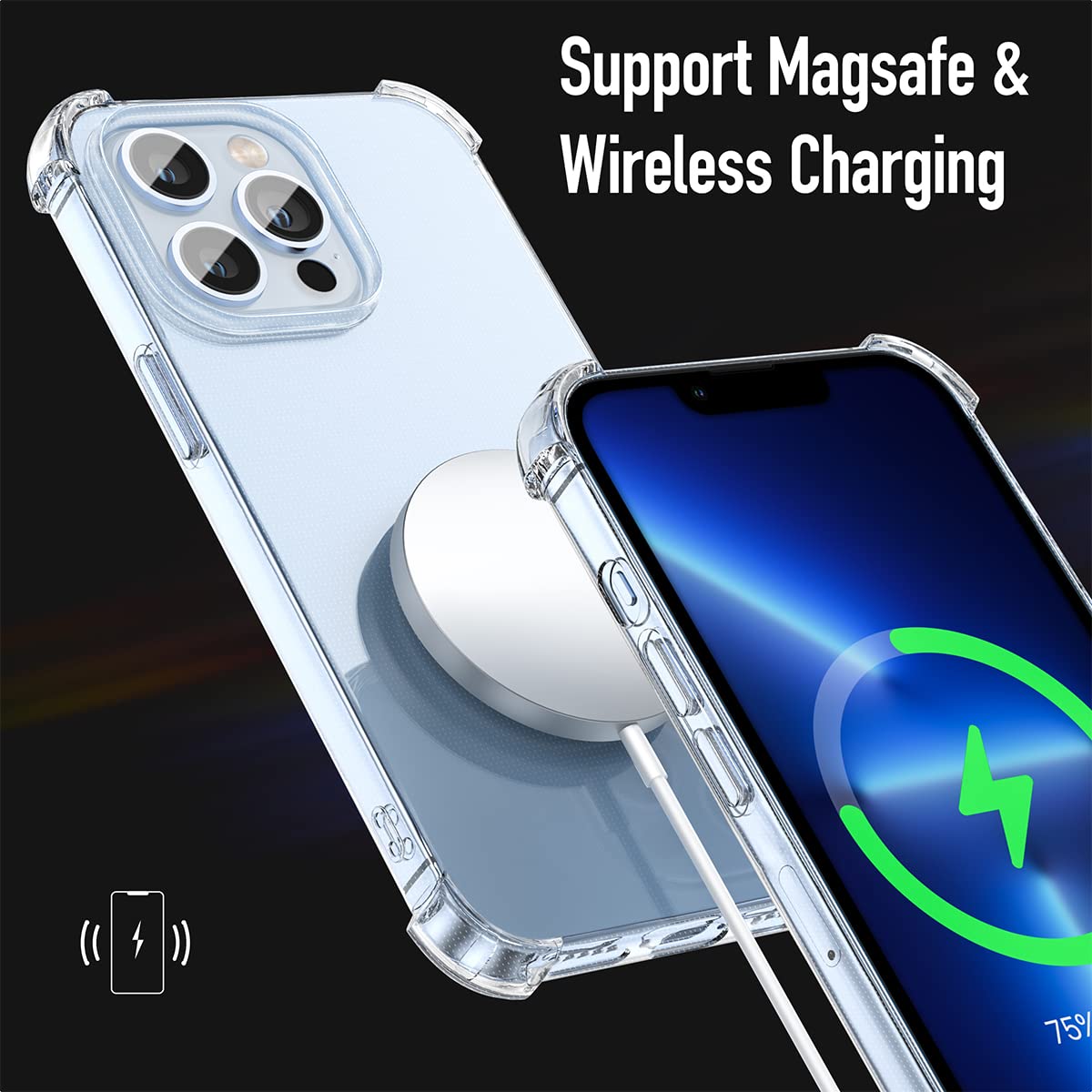 MOCOLL Crystal Clear Case Compatible with iPhone 13 Upgraded Shockproof Buffer Airbag Protective Ultra-Thin Slim Anti-Yellowing Case for 6.1 inch- Clear