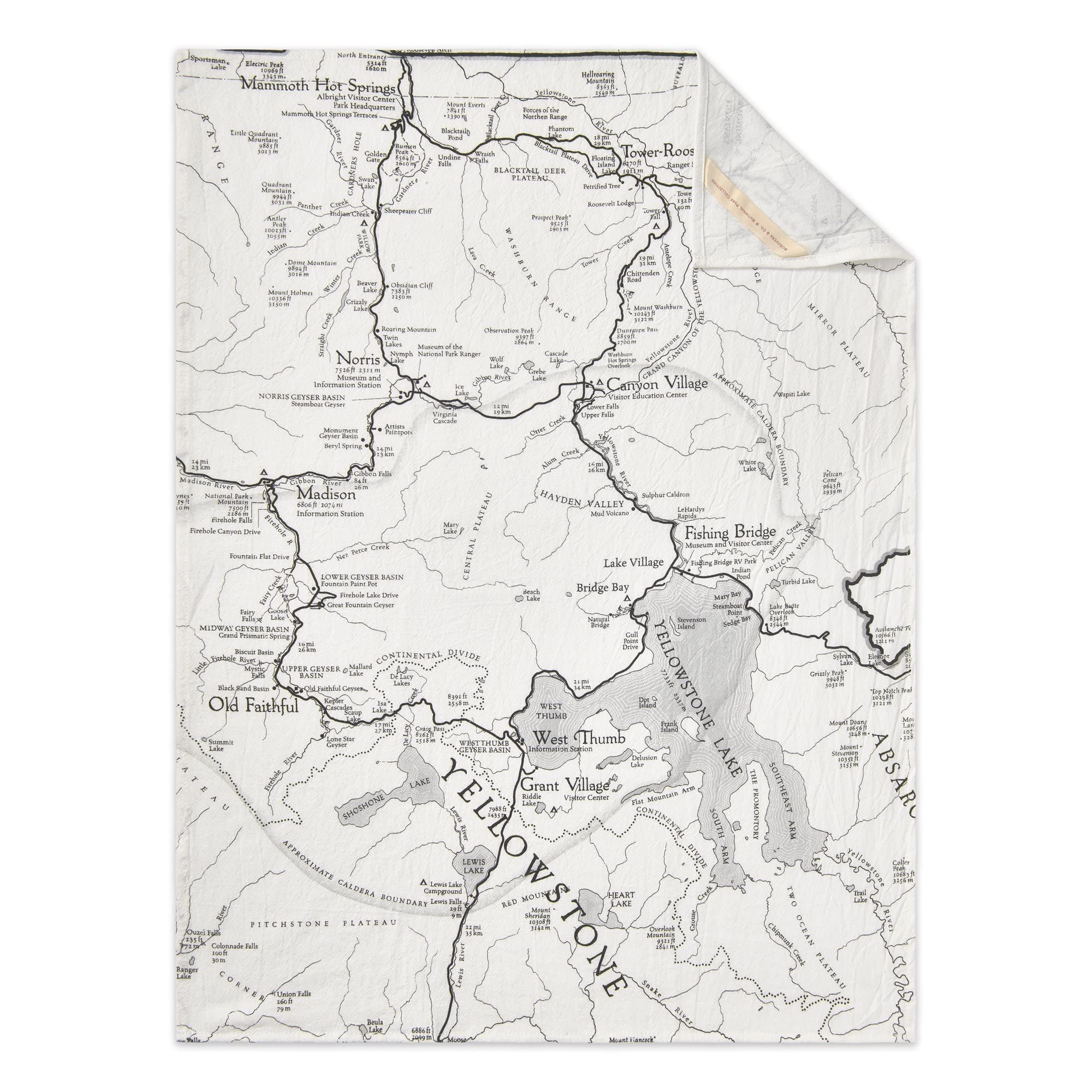McGovern Outdoor Yellowstone National Park Map Flour Sack Towel
