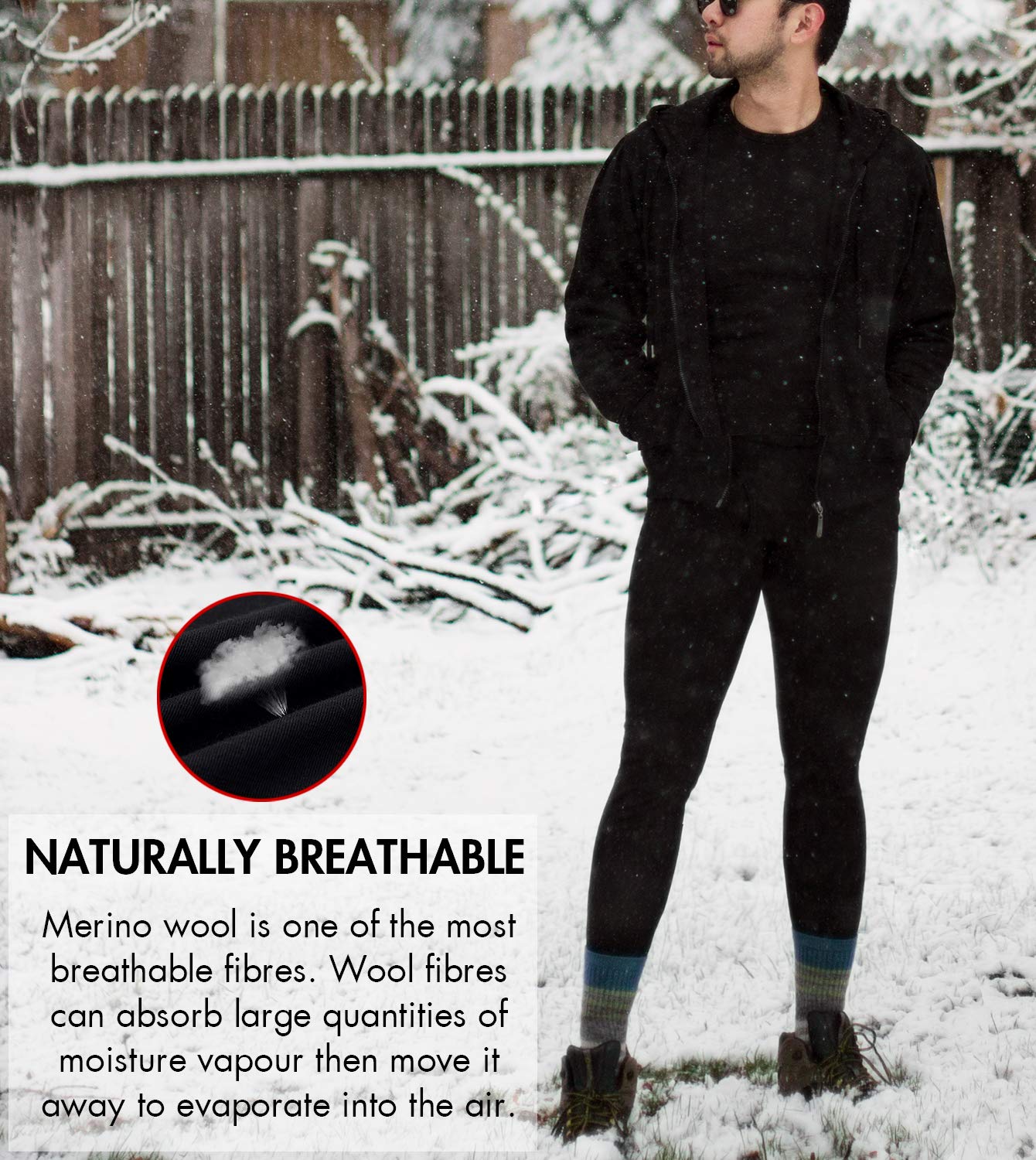 LAPASA Men's 100% Merino Wool Base Layer Set Lightweight Thermal Underwear Activewear Long John Top Bottom M31 Large 1. Lightweight Black 1 Set