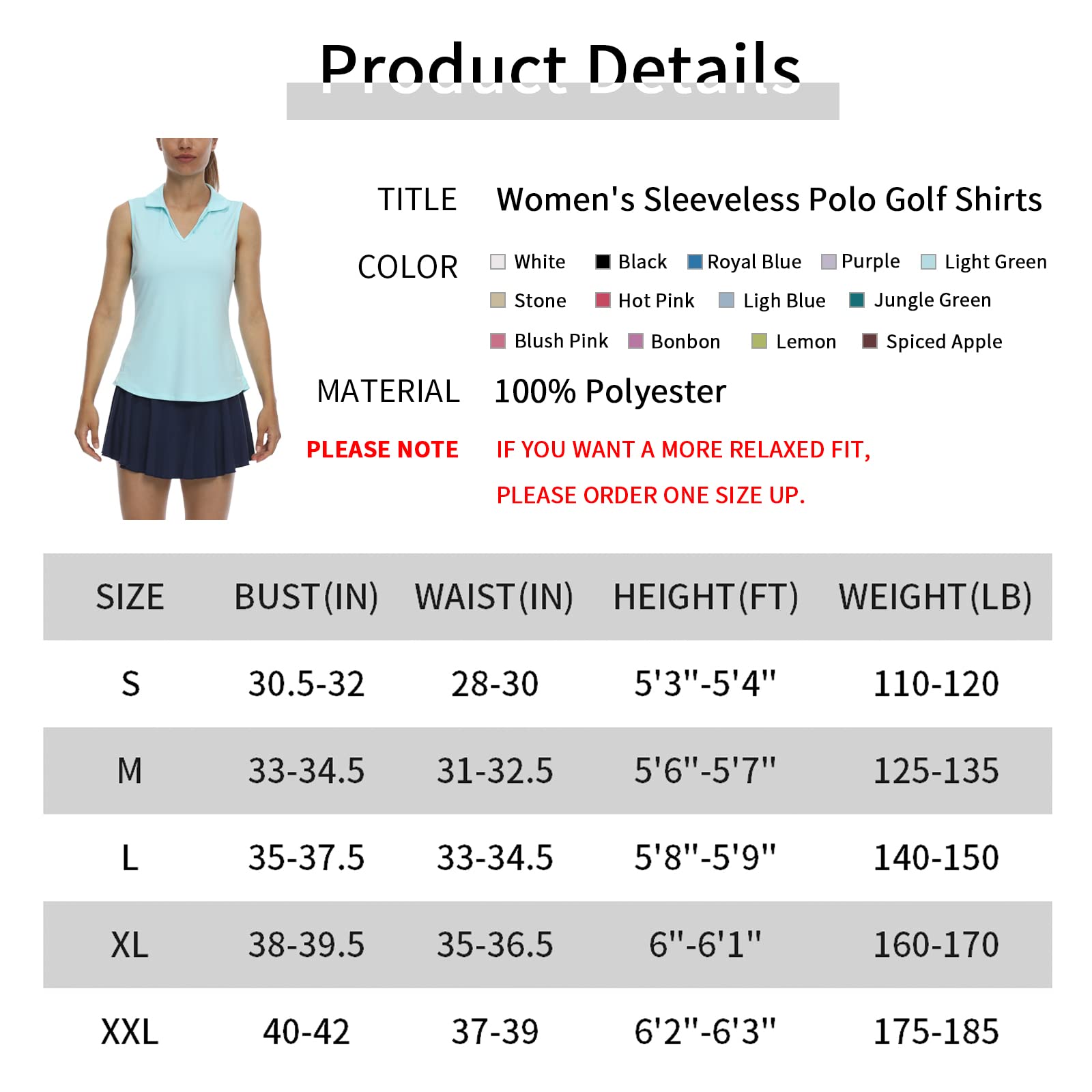 LastFor1 Women's Sleeveless Polo Golf Shirts Quick Dry 50+ UV Protection V-Neck with Collar Lightweight Tennis Tank Tops Light Green M