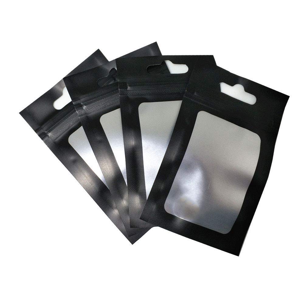 PABCK 100 Pieces Resealable Airtight Matte Window Zipper Lock Bags with Euro Hang Hole 2.3x3.9 inch(Inside Size 1.9x2.5inch) for Zip Food Storage Lock Pouch