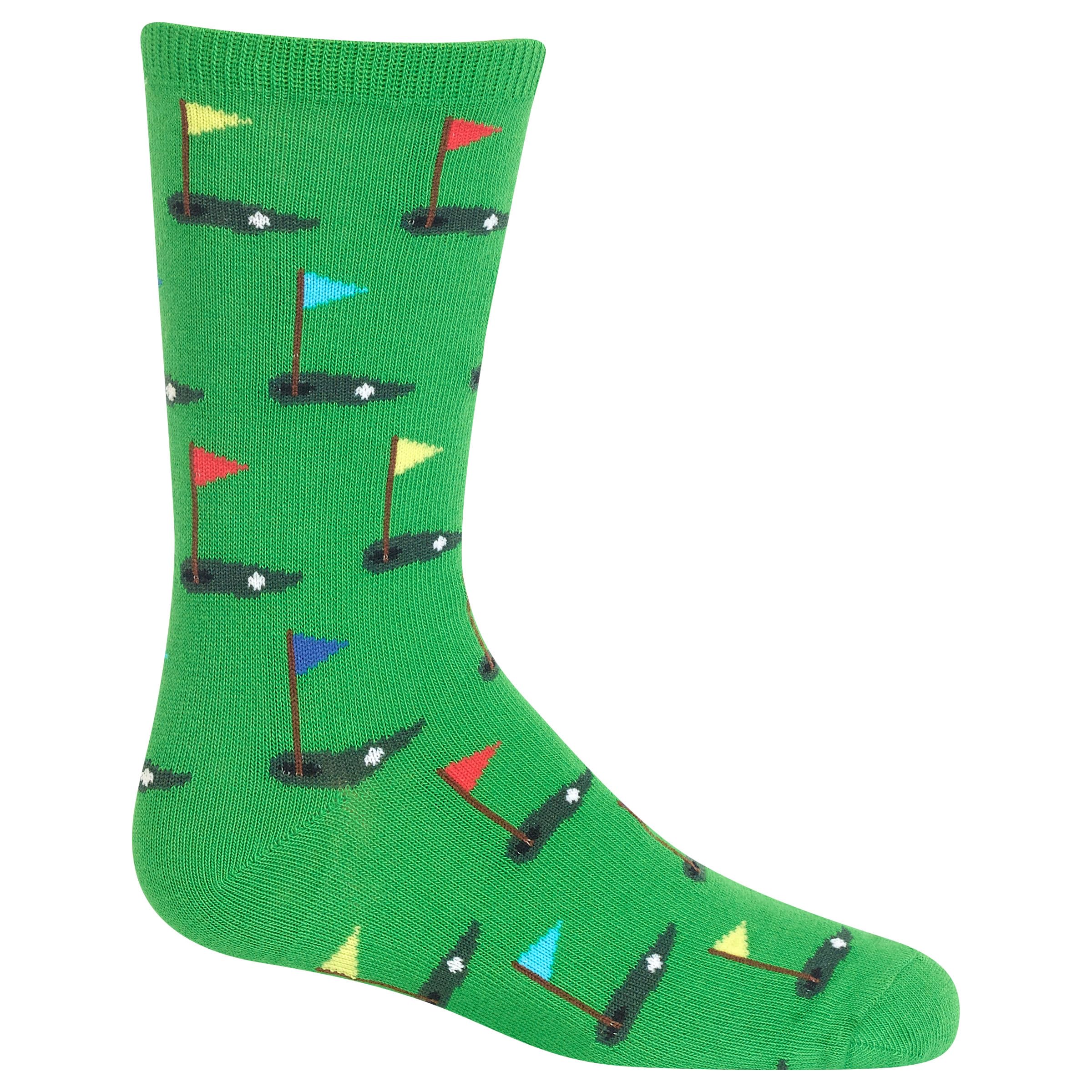 Hot Sox boys Sports Series Novelty Crew Casual Sock, Golf (Green), 6 12 US