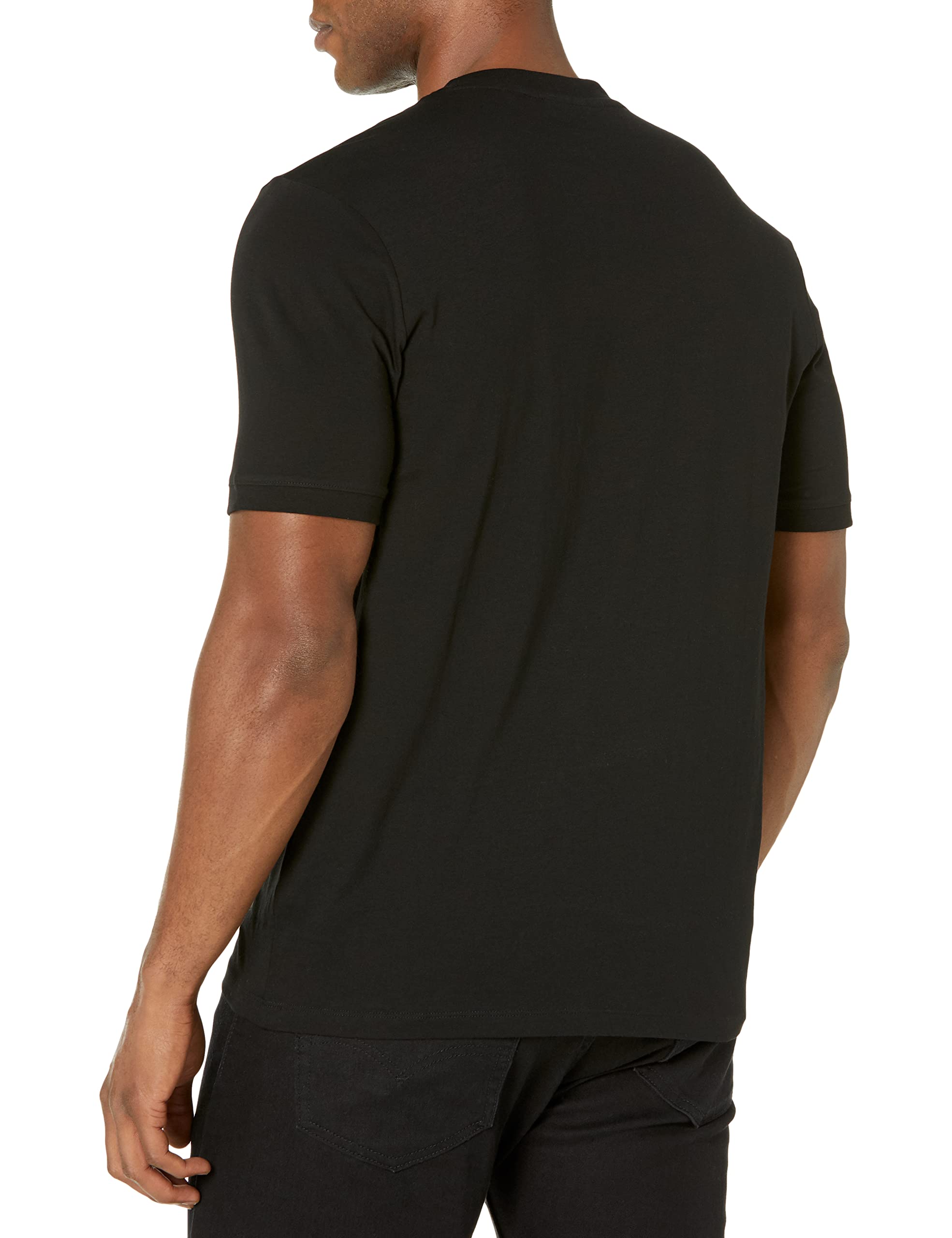 HUGO Mens Ribbed Crew Neck Regular Fit Center Logo T-Shirt, Raven Black, Small US