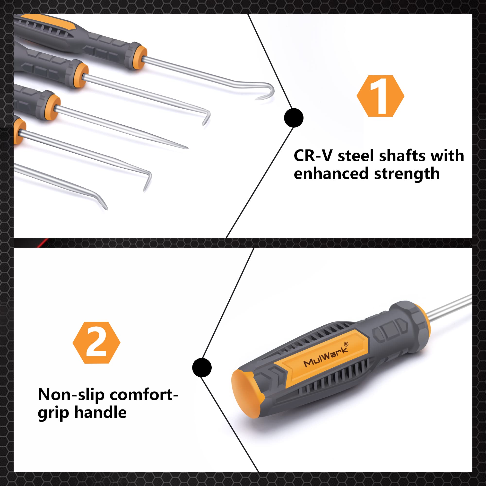 MulWark Strong Magnetic Tip Screwdriver Set, Precision & Stubby & Angled Offset Screw Driver, Pick & Hook Kit| Roll Bag| Torx Star Phillips Flat Square Head Driversets