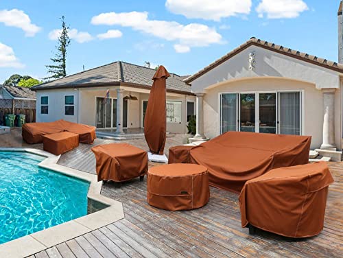 NettyPro Stackable Chair Covers Waterproof Outdoor Stack Chairs Cover Patio Furniture Stacking Chair Covers, Fits for 4-6 Stackable Dining High Back Chairs, 26 W x 35 D x 45 H inch, Brown