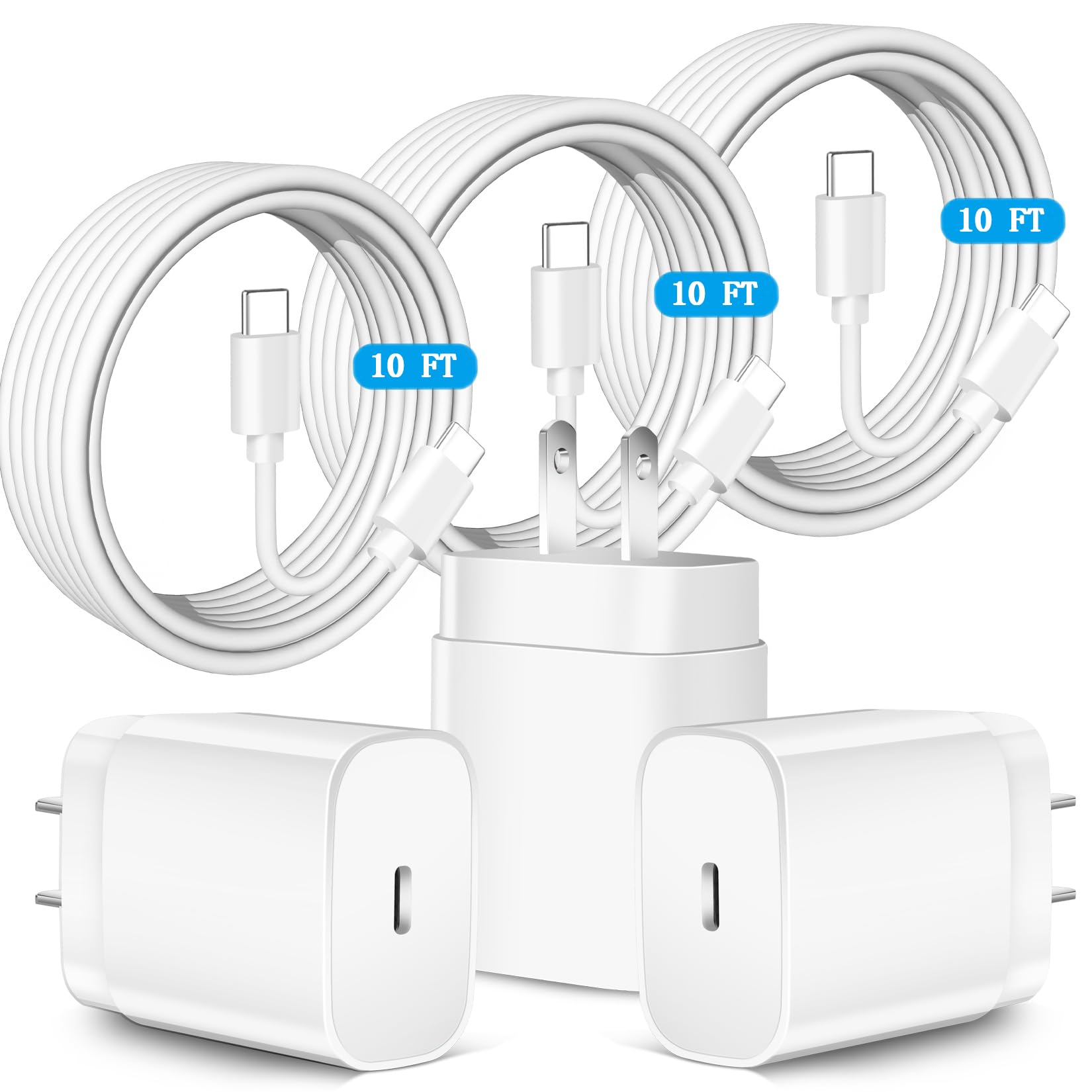 Samsung Super Fast Charger,USB C Charger Fast Charging Block,3Pack 25W Samsung USB C Wall Charger,10FT Quick USB C Cable for Samsung Galaxy S23 Ultra/S23 FE/S22/S21/S20/A54/A14/Z Fold 5/4/Z Flip 5/4