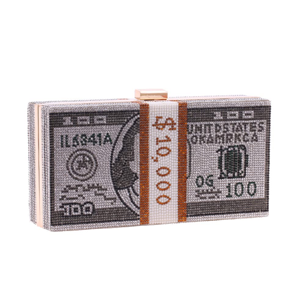 mojoyce Fashion Rhinestone Money Clutch Purses Dollars Evening Female Lady Handbags