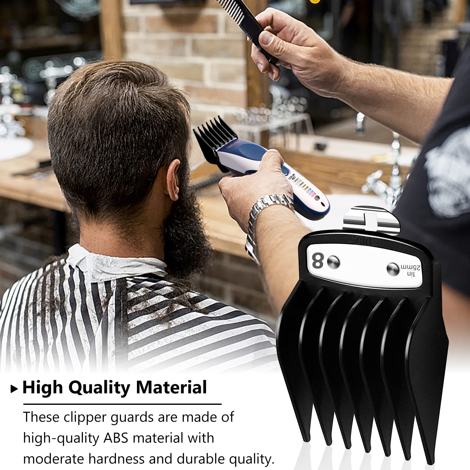 Professional Hair Clipper Guards Guides 10 Pack Coded Cutting Guides #3170-400- 1/16β to 1 fits for All Wahl Clippers