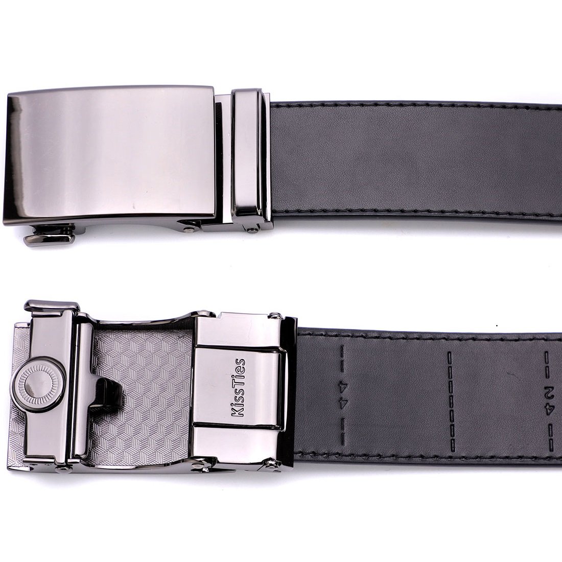 KissTies Leather Belts Black Strap With Gold Buckle