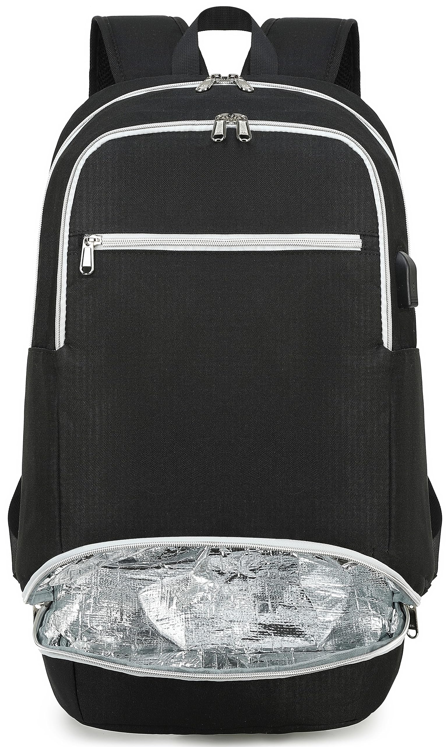Laptop Backpack for Men Women Insulated Cooler Lunch Backpack 15.6 Work Computer Backpack with USB Port College Teacher(Black)