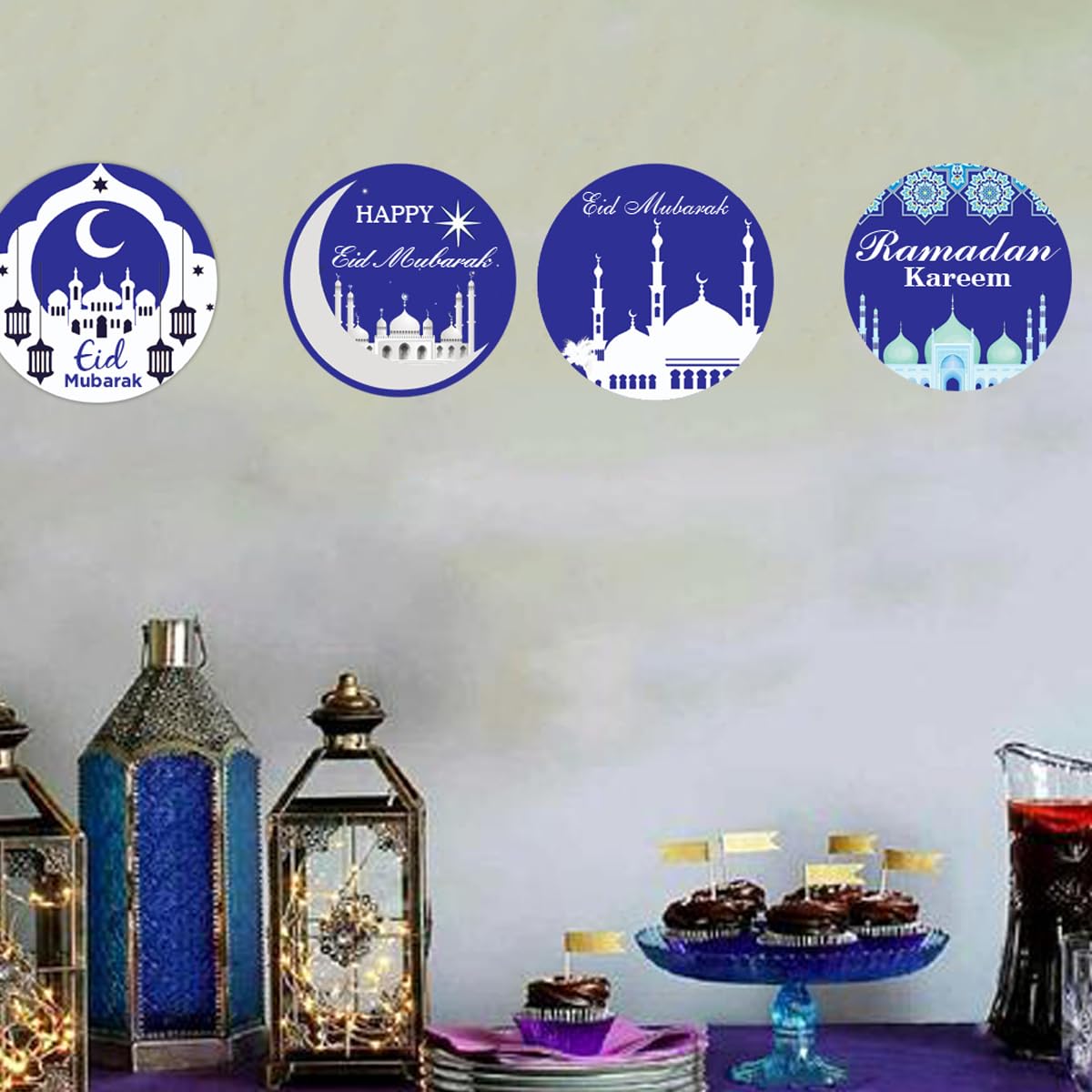 Ramadan Mubarak Stickers 400 PCS Eid Mubarak Stickers 2 inch Ramadan Kareem and Eid Mubarak Labels Eid Mubarak Gift Tag Stickers for Kids Eid Party