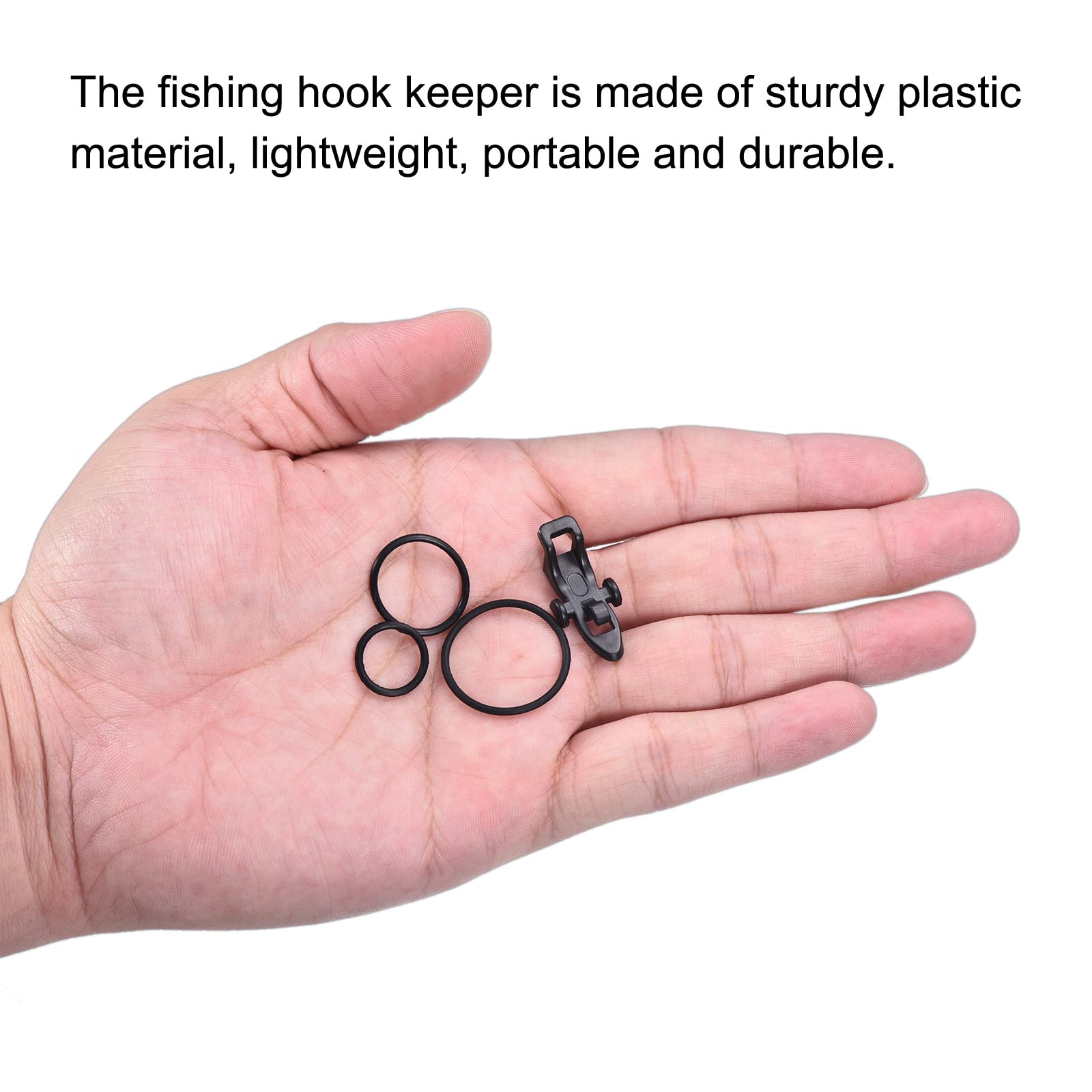 PATIKIL Fishing Hook Keeper, 10 Pack Plastic Fish Lure Bait Holder Accessories with 3 Size Rubber Rings for Fishing Rod Pole, Yellow