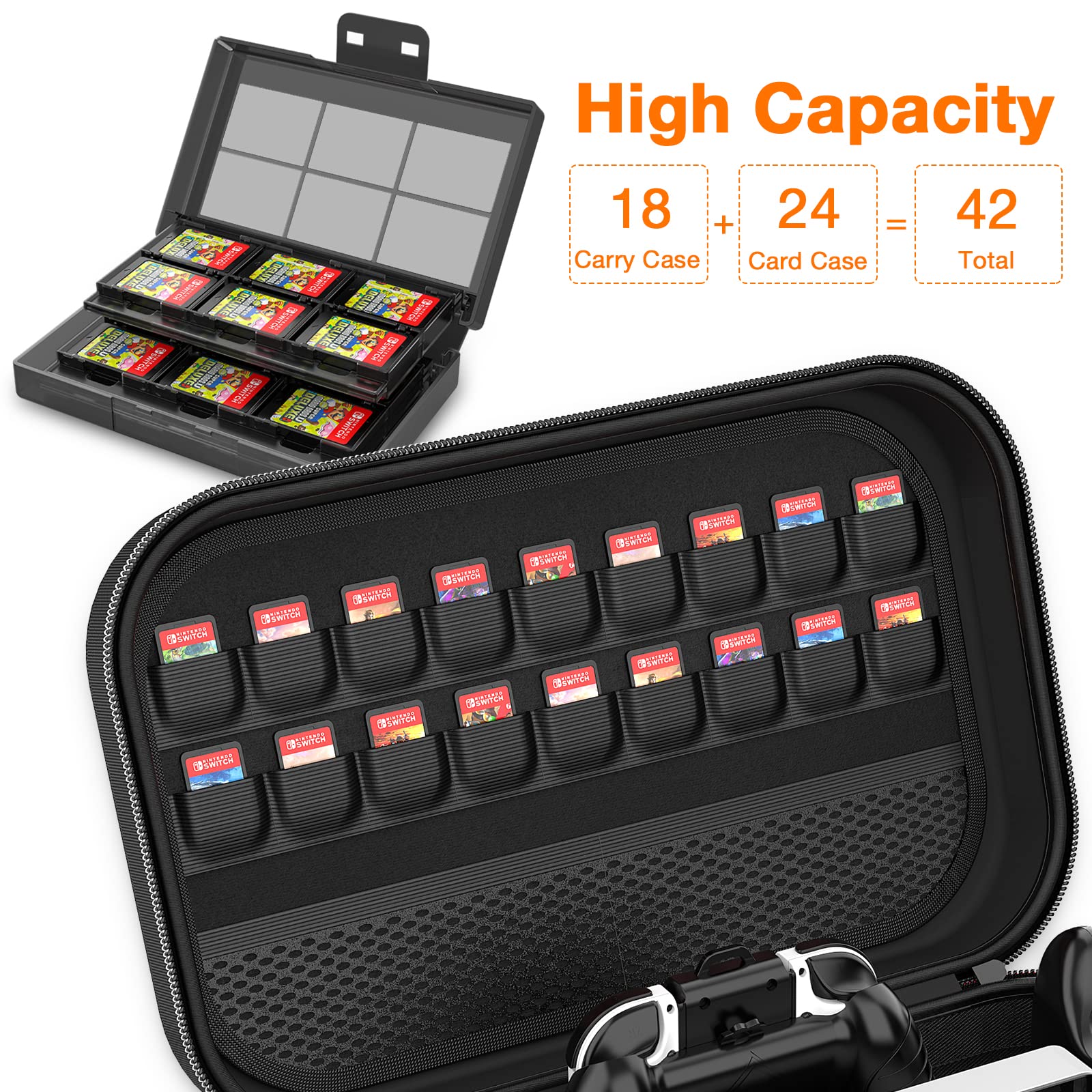 Mooroer Switch OLED Accessories Bundle 27 in 1 for Nintendo Switch OLED Model 2021, Gift Kit for OLED Carrying Storage Case, Dockable Protective Case Covers, Screen Protector, Joycon Grip & More