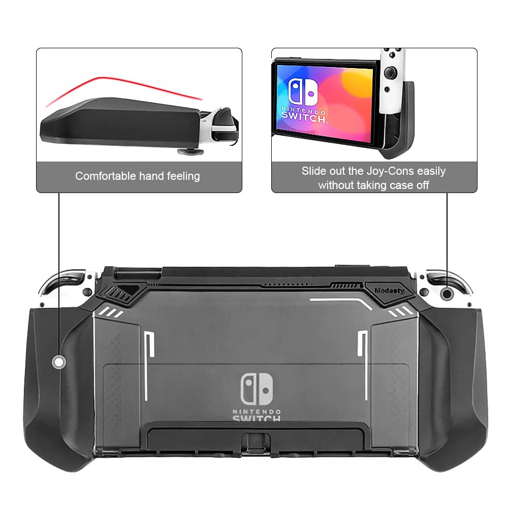 Modesty Dockable Case Compatible with Nintendo Switch OLED 2021, [Lightweight Series ] Upgraded Protective Dockable Cover, Ergonomic Comfort TPU Grip Case for Nintendo Switch OLED Console and Joy-Con