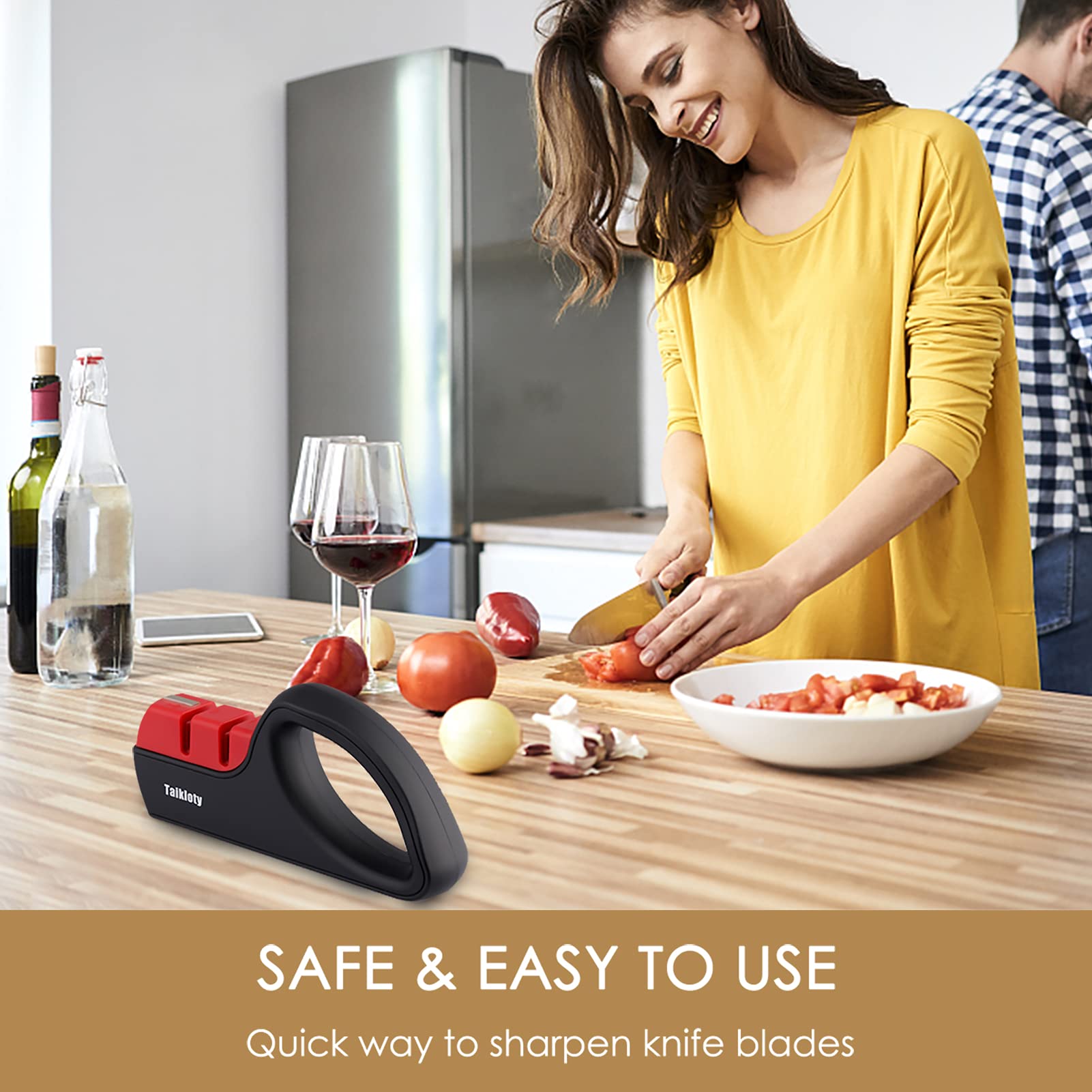 Kitchen Knife and Scissors Sharpener - Taikloty 2021 New 5-in-1 Multifunctional Knife Sharpening System - Safely Sharpen Knives with Diamond, Ceramic,Tungsten for Knife and Scissor