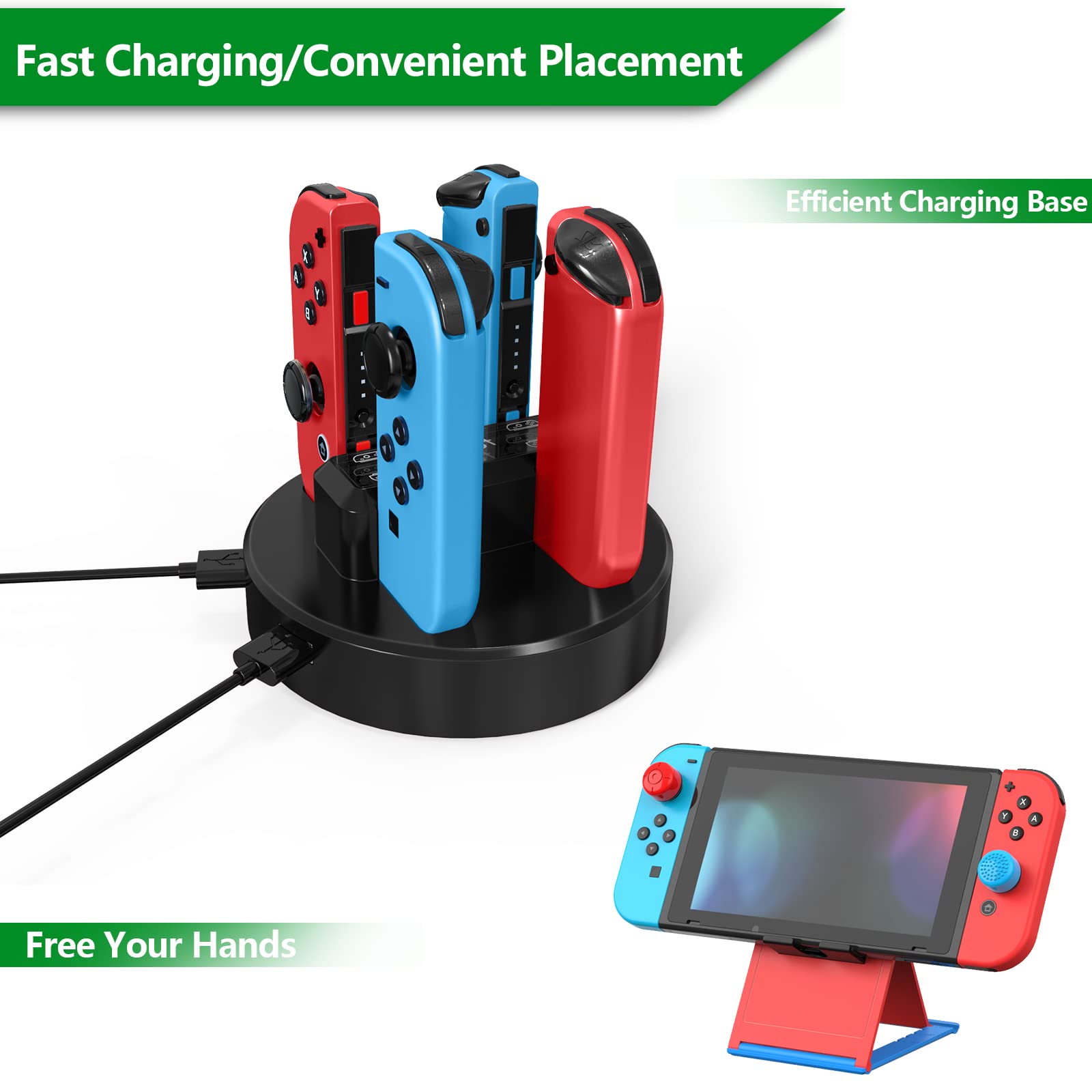 Mooroer Switch Accessories Bundle Compatible with Nintendo Switch, 27 in 1 Gift Kit with Carrying Case, Dockable Protective Case Cover, Screen Protector, Joycon Grip, Steering Wheel & More (Red&Blue)