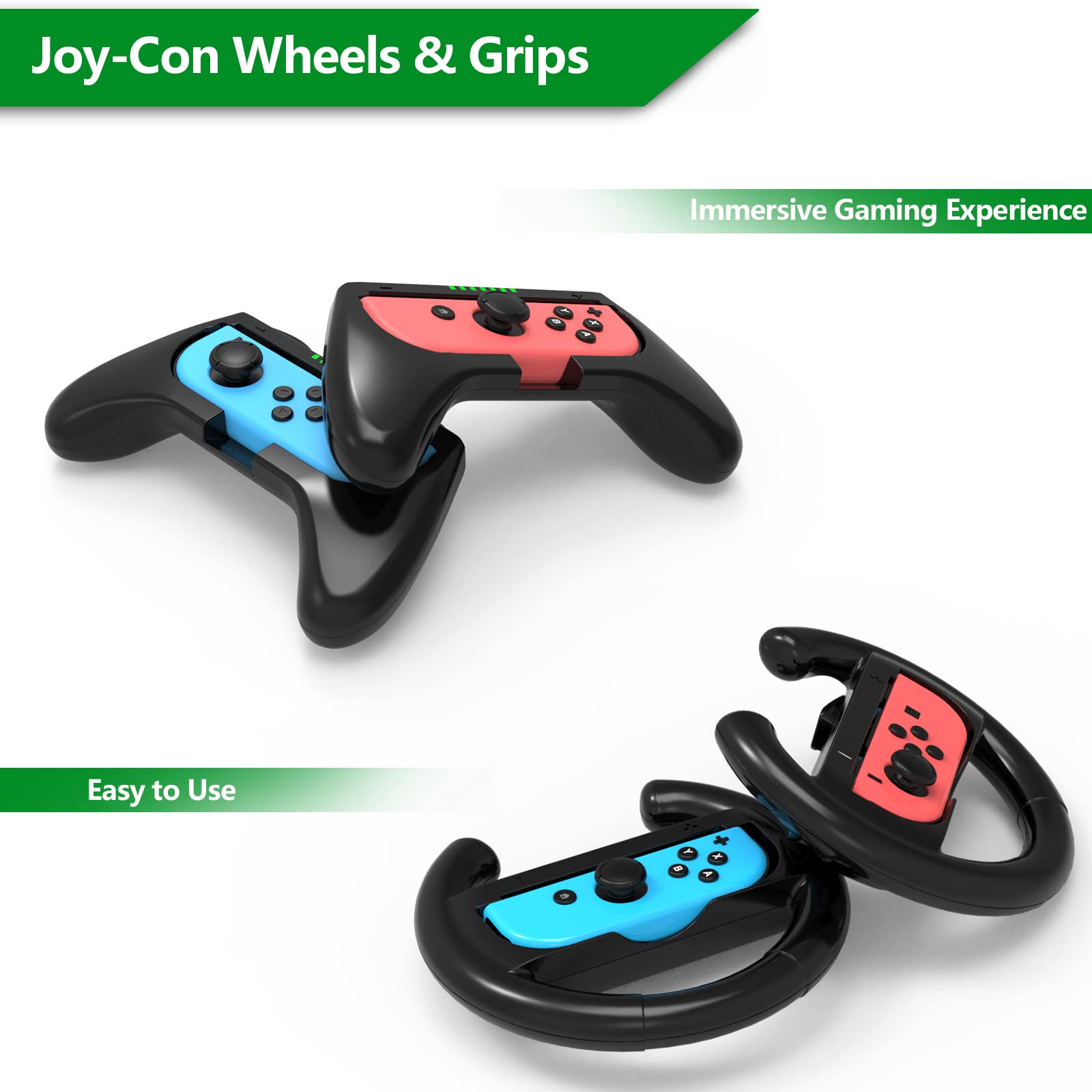Mooroer Switch Accessories Bundle Compatible with Nintendo Switch, 27 in 1 Gift Kit with Carrying Case, Dockable Protective Case Cover, Screen Protector, Joycon Grip, Steering Wheel & More (Black)