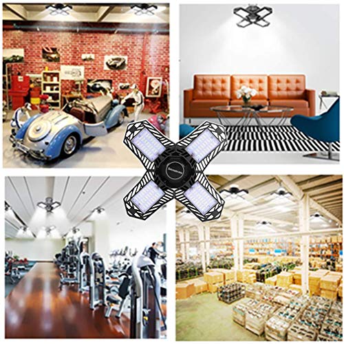 ISKYDRAW Garage Light 185W LED Garage Lights 18500LM 6500K Deformable Led Garage Lights with 6+1 Multi-Position Panels E26/E27 Garage Lighting LED Shop Lights for Garage/Workshop (2 PCS 3)
