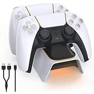 Latest PS5 Controller Charger,Fast Charging AC Adapter, Dualsense Charging Station for Dual Playstation 5 Controllers with LED Indicator, Slim Portable