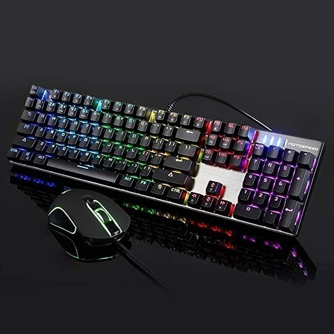 QINERSAW Gaming Keyboard and Mouse Set,LED RGB Backlit Wired Keyboard for Xbox One PC Mac PS4 Laptop, E-sportsPlayer Equipment.