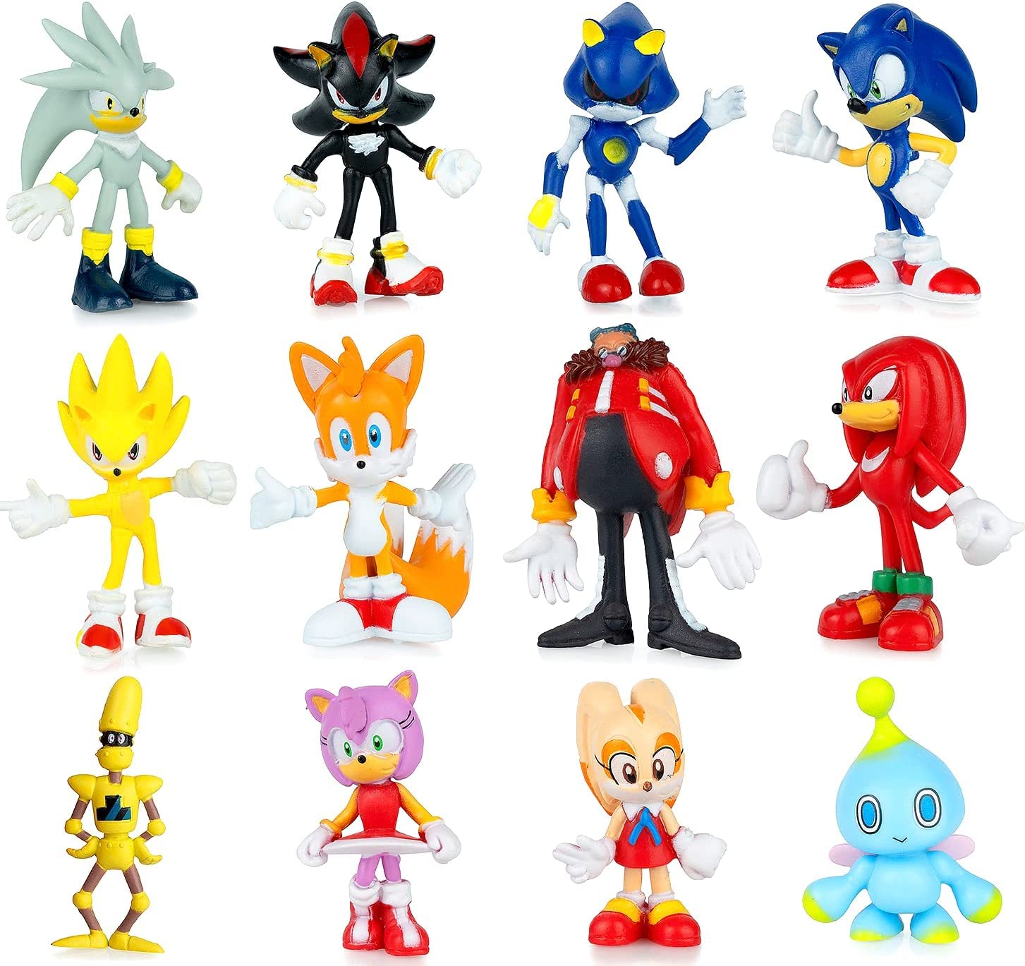NAIUOI 12 Pack Mini Sonic Hedgehog Action Figures ,Sonic Toy, 1.57-2.17'' Tall Sonic Hedgehog Toys,Perfect Kids Gifts.