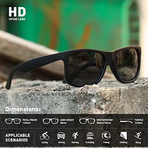 MEETSUN Polarized Sunglasses for Men Women UV Protection Classic Driving Sun Glasses Black Frame-Gray Lens
