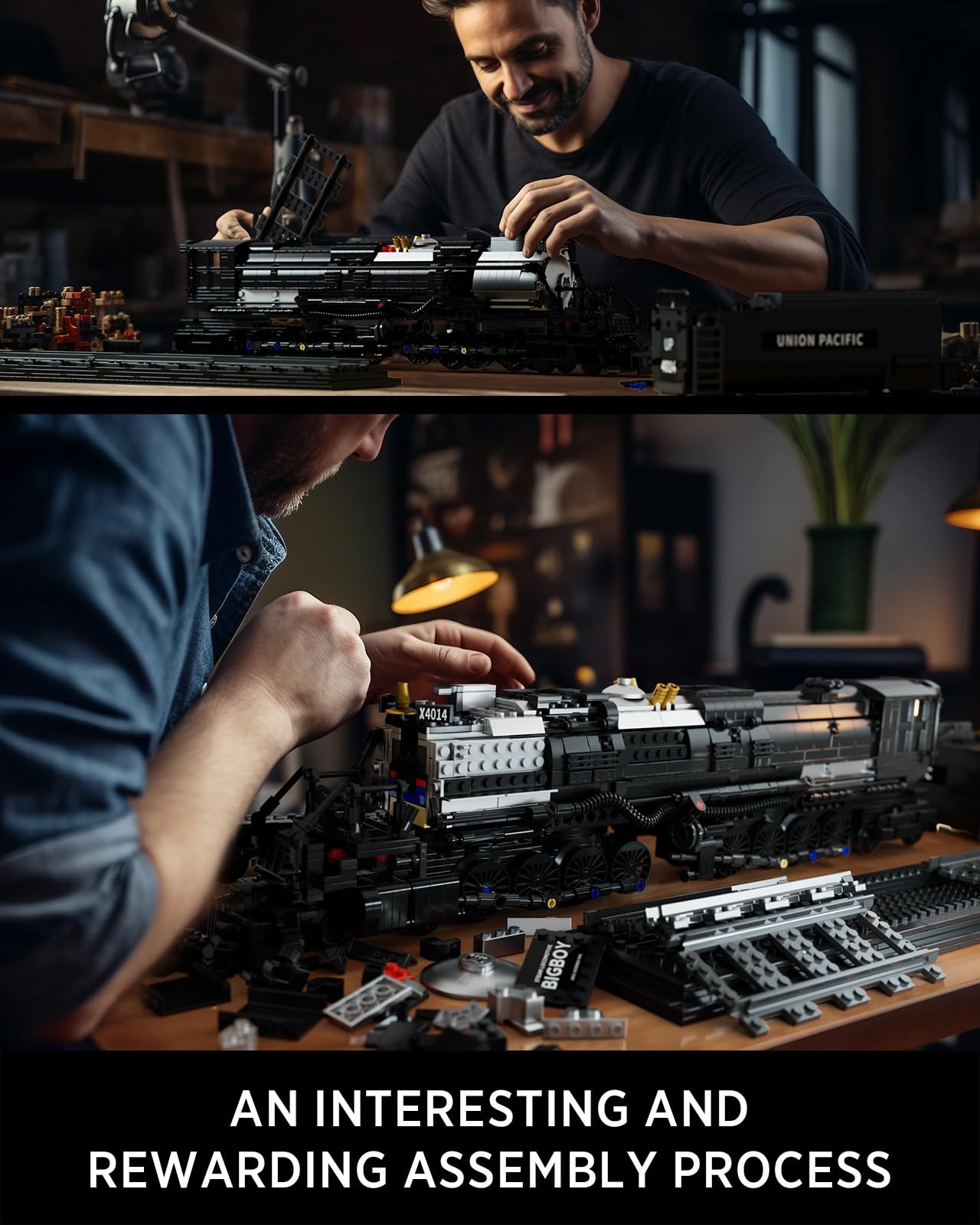 Nifeliz Badboy Steam Train Building Kit, Collectible Steam Locomotive Display Set, Large Train Set with Train Tracks, Top Present for Train Lovers (1608 PCS)