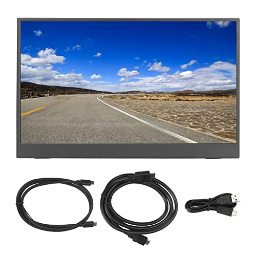 Portable Monitor, Lapotp Monitor Reverse Charge Support Split Screen Dual Channel Speakers 15.6inch Plug and Play for Office