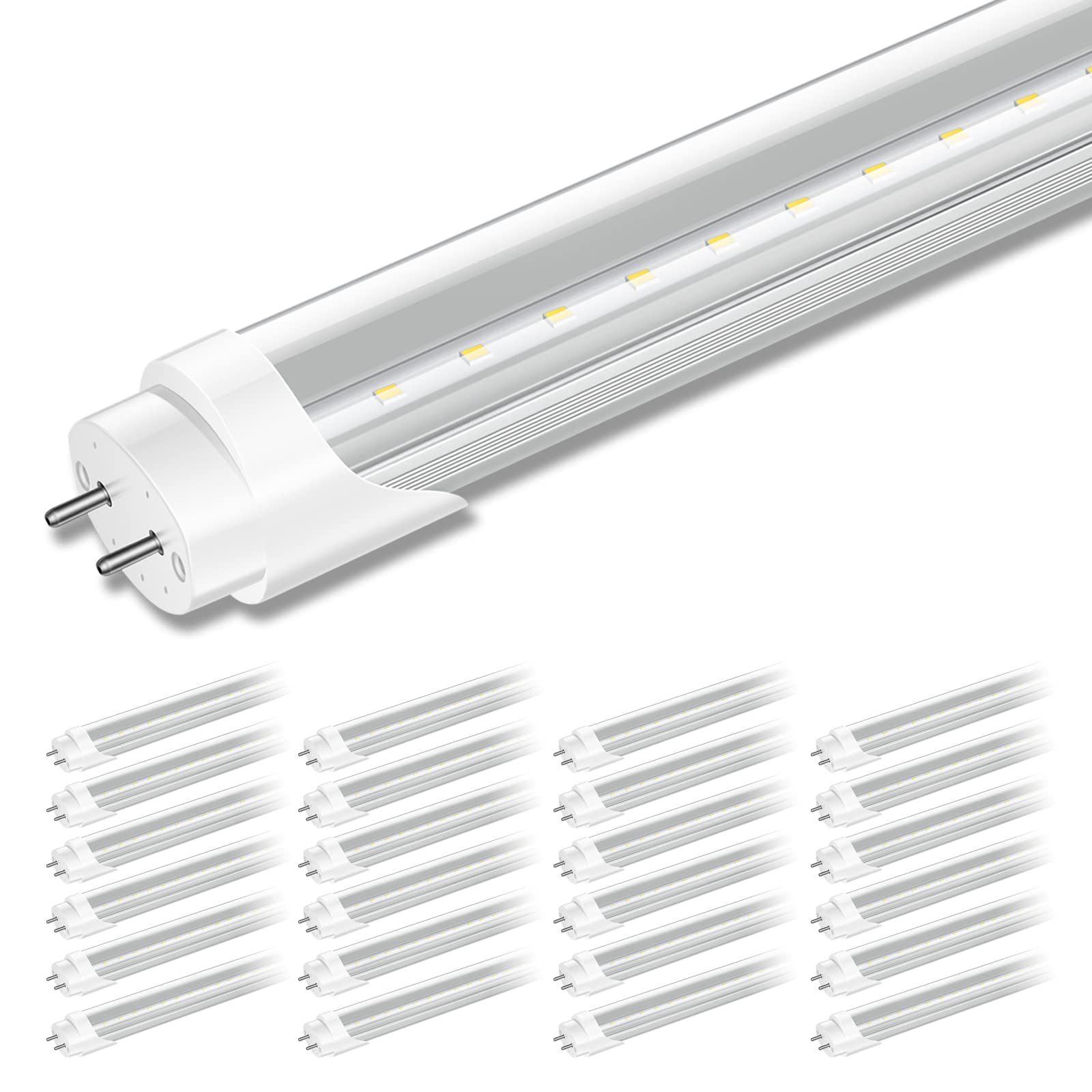 Marxlait 24 Pack T8 LED Bulbs 4FT, 5000K Daylight White, 40W Equivalent, Ballast Bypass, Dual Ended Powered LED Light Bulbs, LED Fluorescent Tube Replacement T8 T12, LED Shop Light Bulb, Non-dimmable