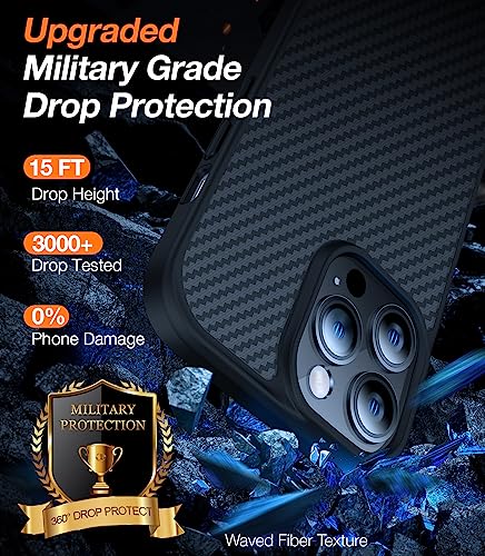 TORRAS 2023 Upgraded MegaMag Shield Designed for iPhone 14 Pro Max Case [Military Grade Drop Tested] [Compatible with MagSafe] for iPhone 14 Pro Max Phone Case [Aramid Fiber Made], Black