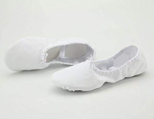 missfiona Women Canvas Ballet Slippers Dance Shoes Adult Practice Yoga Flat Belly Shoes(7, White)