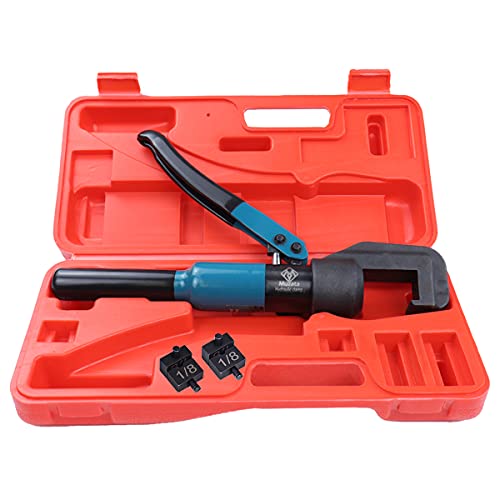 Muzata 45KN Upgraded Custom Hydraulic Hand Crimper Tool for 1/8" Stainless Steel Cable Railing Kit Hardware Wire Rope Swaging Kit with 2Pair 1/8" Dies CR09, CT1