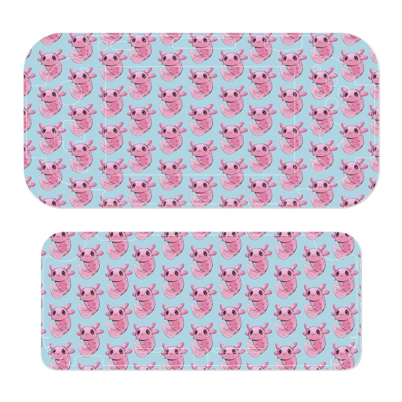 Pink Axolotl Switch Game Sticker Pretty Pattern Full Wrap Skin Protective Film Sticker Compatible with Switch Lite
