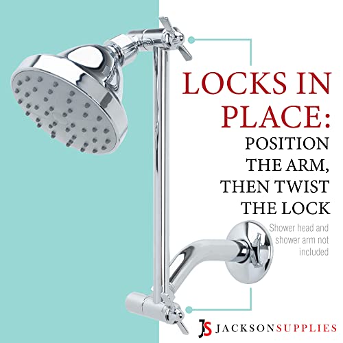 Shower Head Extension Arm by JS Jackson Supplies, Adjustable 10 Inch Showerhead Extender, Solid Brass Construction, Universal Tall Hi-lo Pipe Height Extending (Chrome Finish)