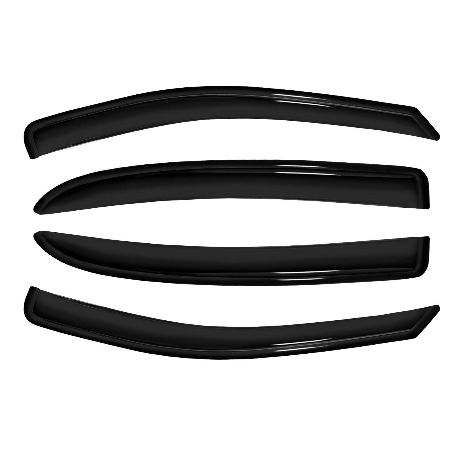 itelleti 4pcs Outside Mount Dark Smoke Sun/Rain Guard Front+Rear Tape-On Auto Window Visors for 11-19 Ford Explorer