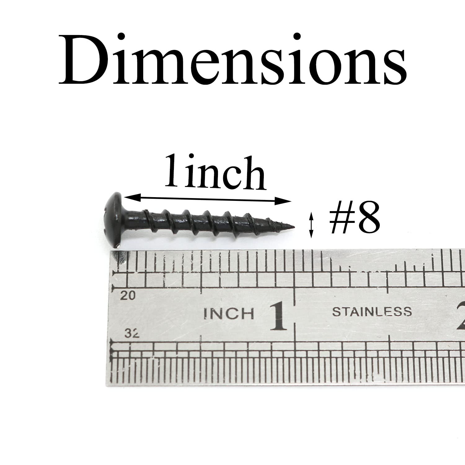 Pro Bamboo Kitchen 60pcs #8x1" Black Truss Head Self Tapping Phillips Screws 304 Stainless Steel Large Cross Recessed Mushroom Head Screw