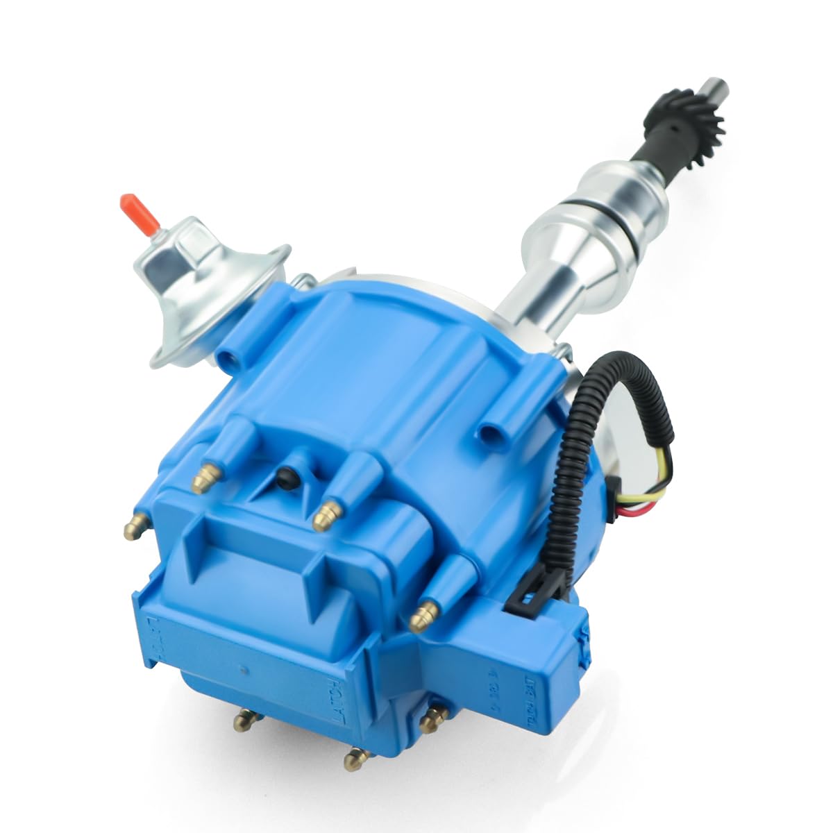 MAS HEI Ignition Distributor 65K Volt & Spark Plug Wire & Free Pigtail Wiring Harness Replacement for SBF Ford Small Block 260 289 302 1030213 PE330U(Blue Racing Kit)