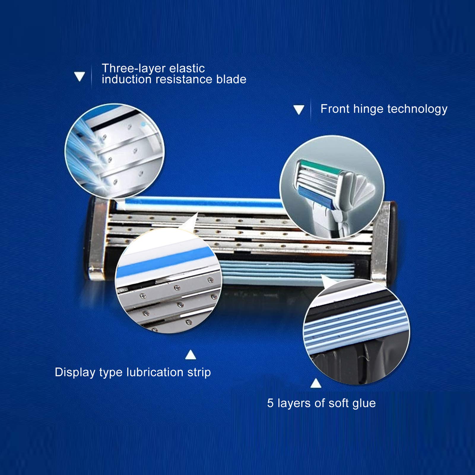 Razor Blades, 16pcs Mens Razor Blade Refills Fit Mach 3, Manual Blade Professional Barber Beard Blades Men Shaver Blade, Manual Razor Blade for More Comfortable Shave